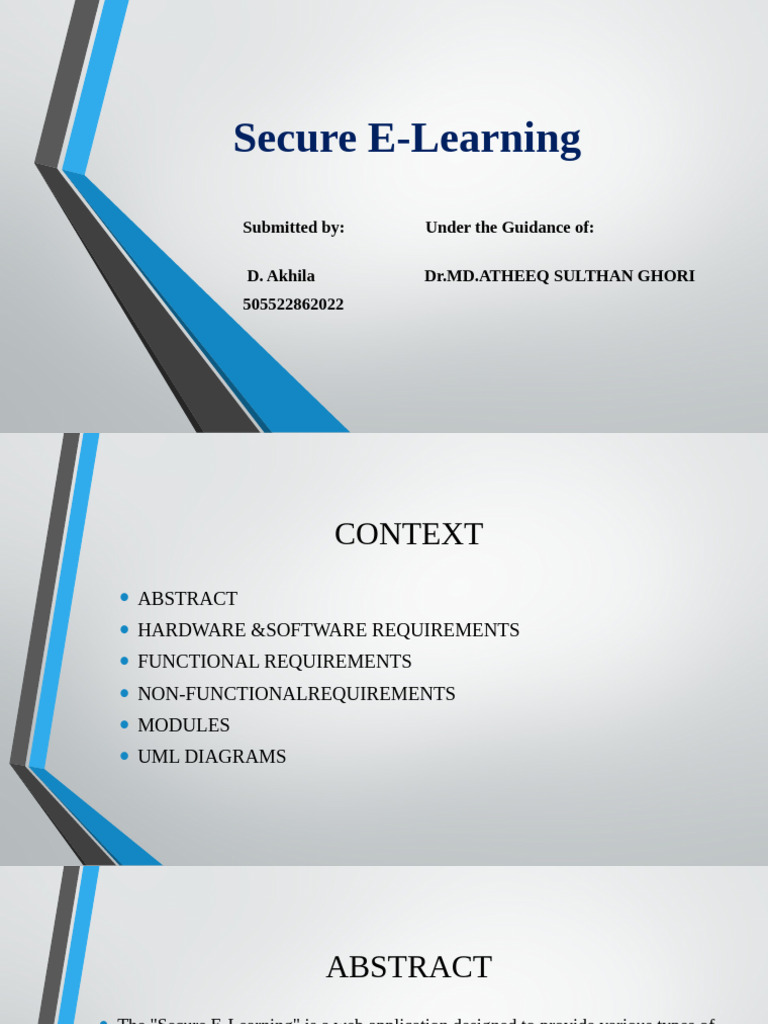 Secure E-Learning PPT1 | PDF | Unified Modeling Language | Educational Technology