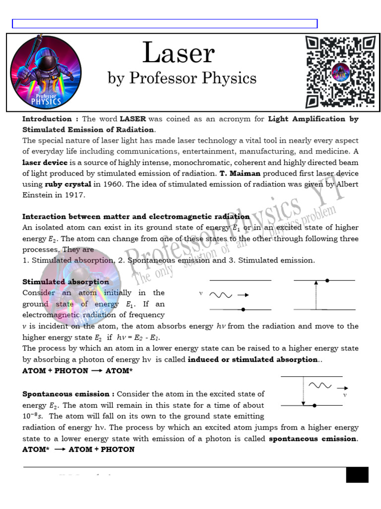 Laser by Professor Physics | PDF | Laser | Emission Spectrum