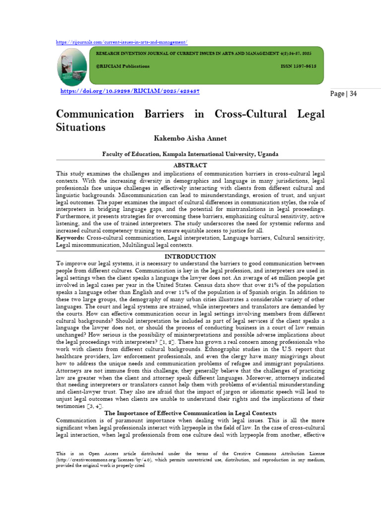 Communication Barriers in Cross-Cultural Legal Situations (WWW - Kiu.ac ...