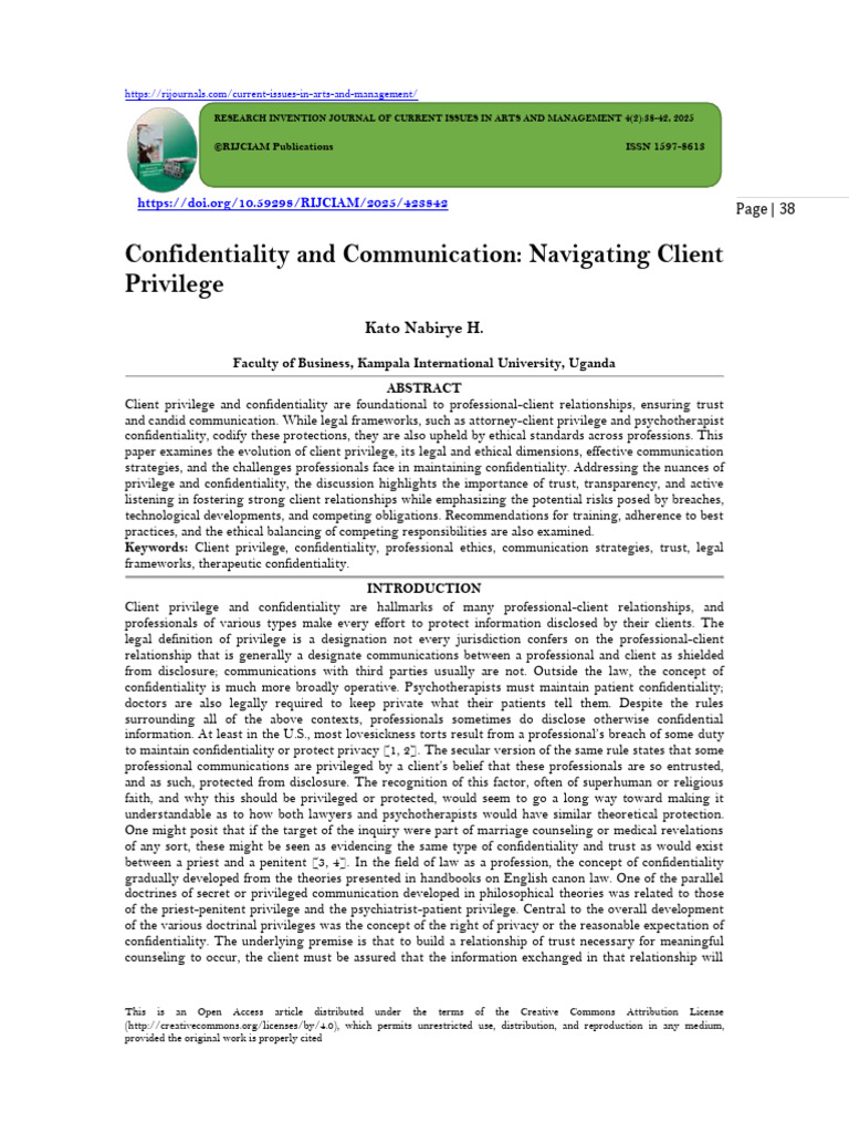 Client Privilege & Confidentiality Guide | PDF | Confidentiality ...