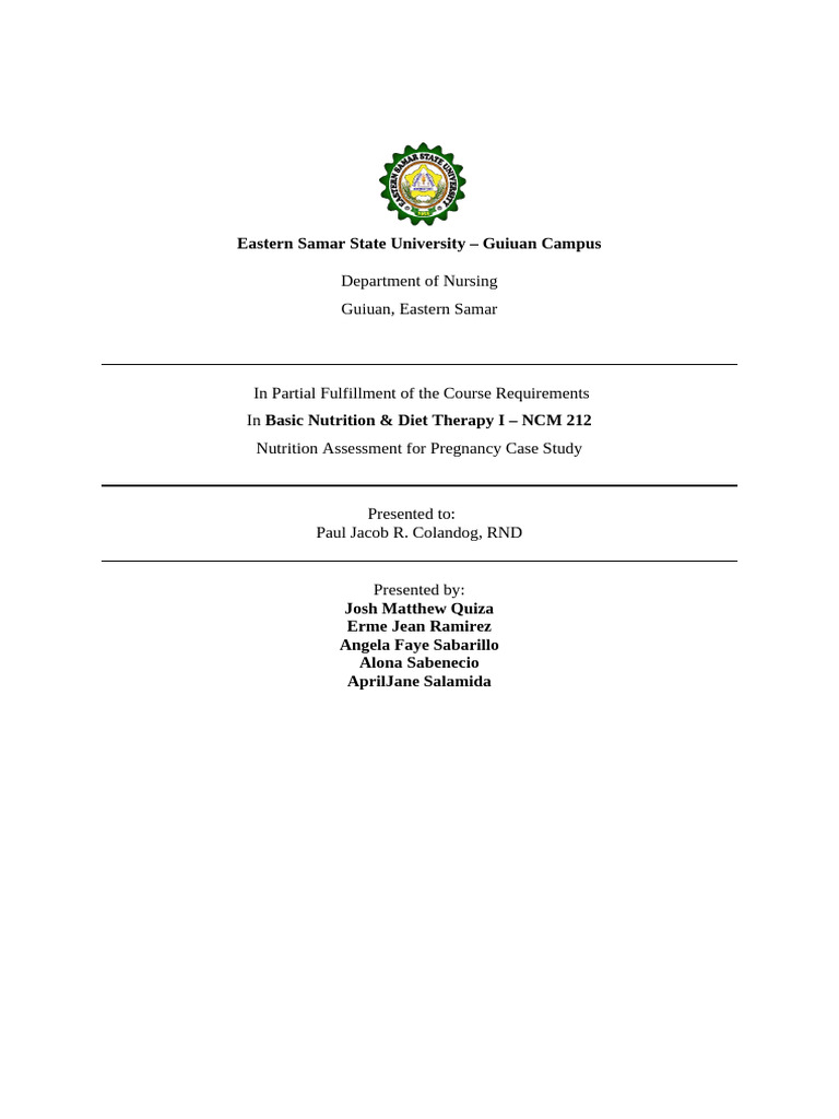 PREGNANCY-CASE-STUDY-1-1[1] | PDF | Pregnancy | Weight Loss