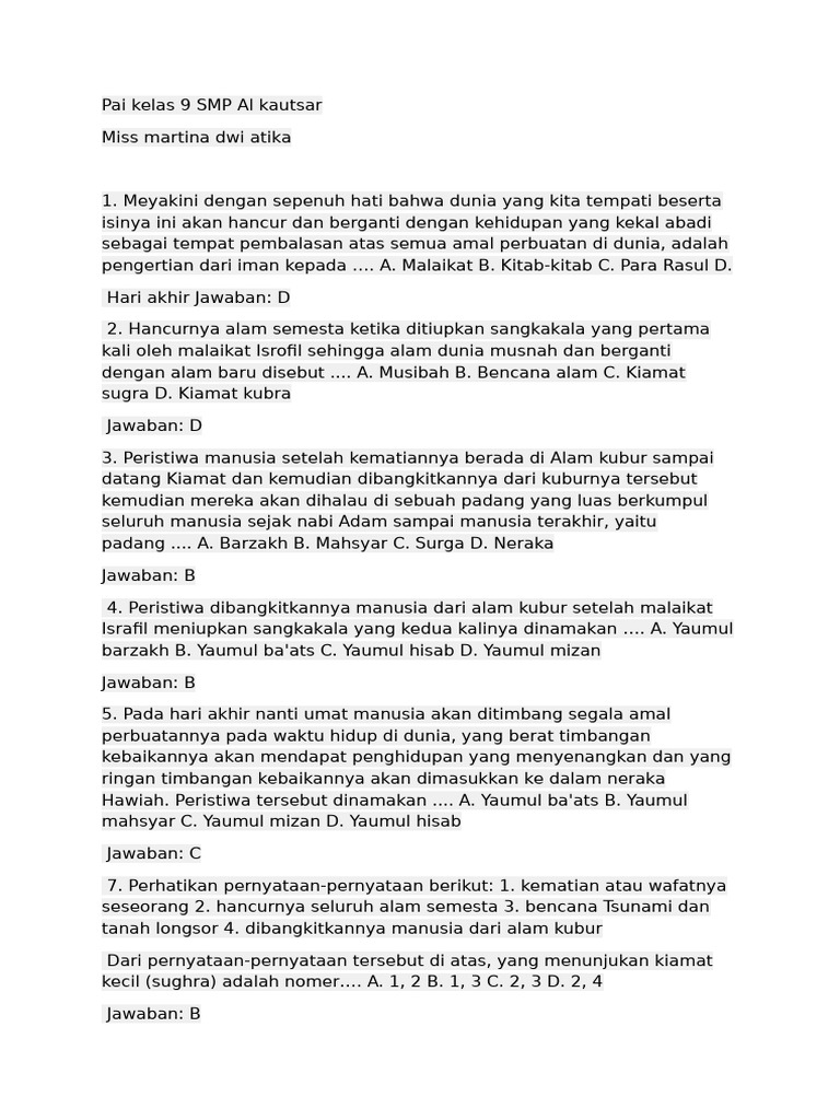 Iman dan Amal di Hari Akhir | PDF