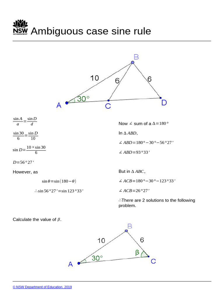 MS - M6ambiguous Case Sine Rule | PDF