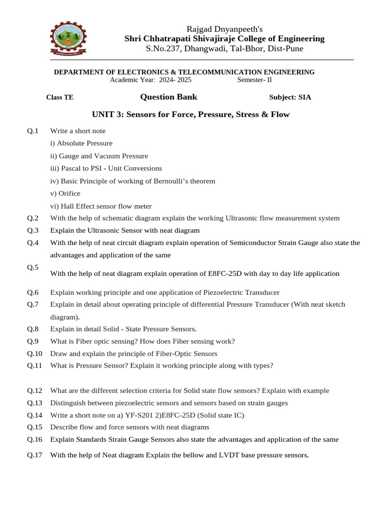 Question Bank Unit-3 | PDF