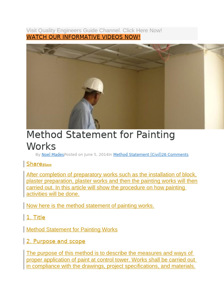 Method Statement for Painting Works | PDF | Paint | Concrete