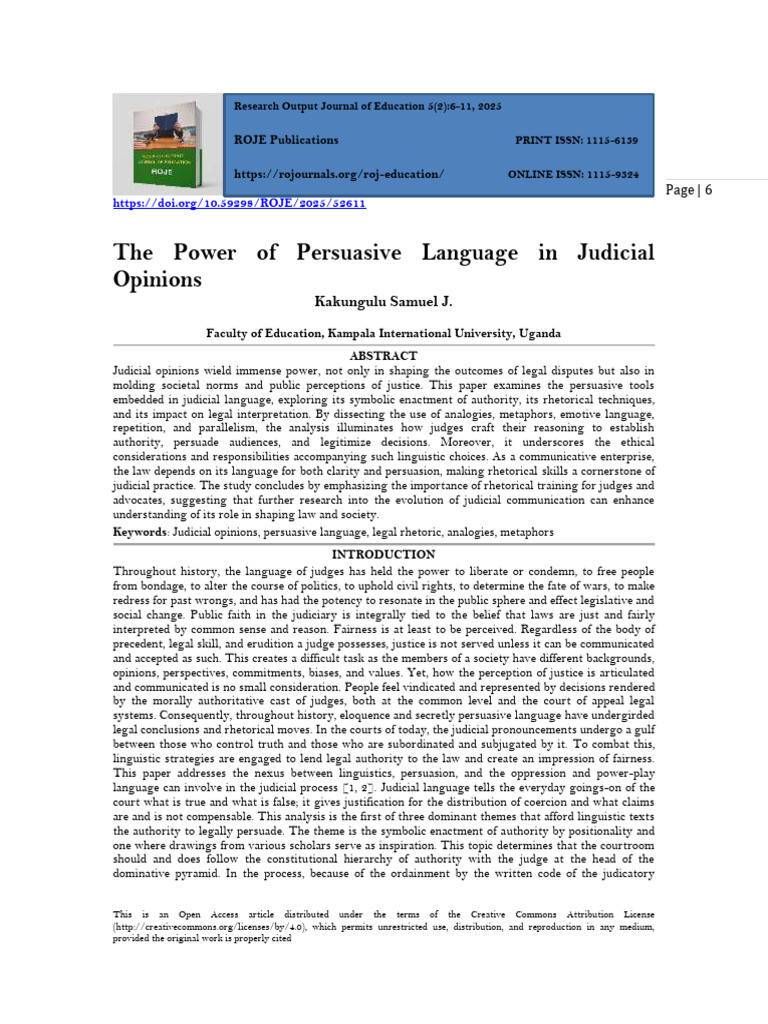 The Power of Persuasive Language in Judicial Opinions (WWW - Kiu.ac ...