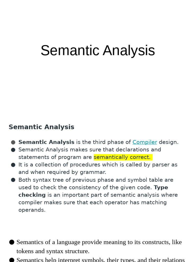 Chapter-4 Semantic Analysis | PDF | Compiler | Control Flow