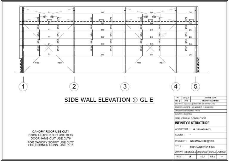 Side Wall Elevation at GL e | PDF