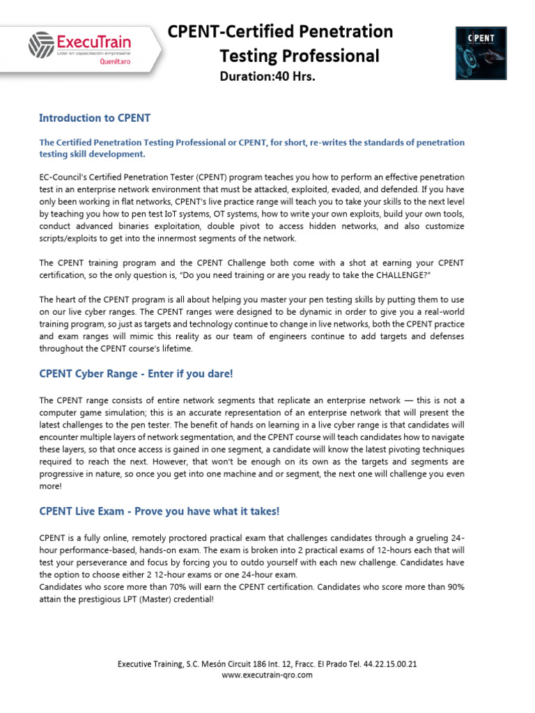 CPENT Certification Overview and Benefits | PDF | Penetration Test ...