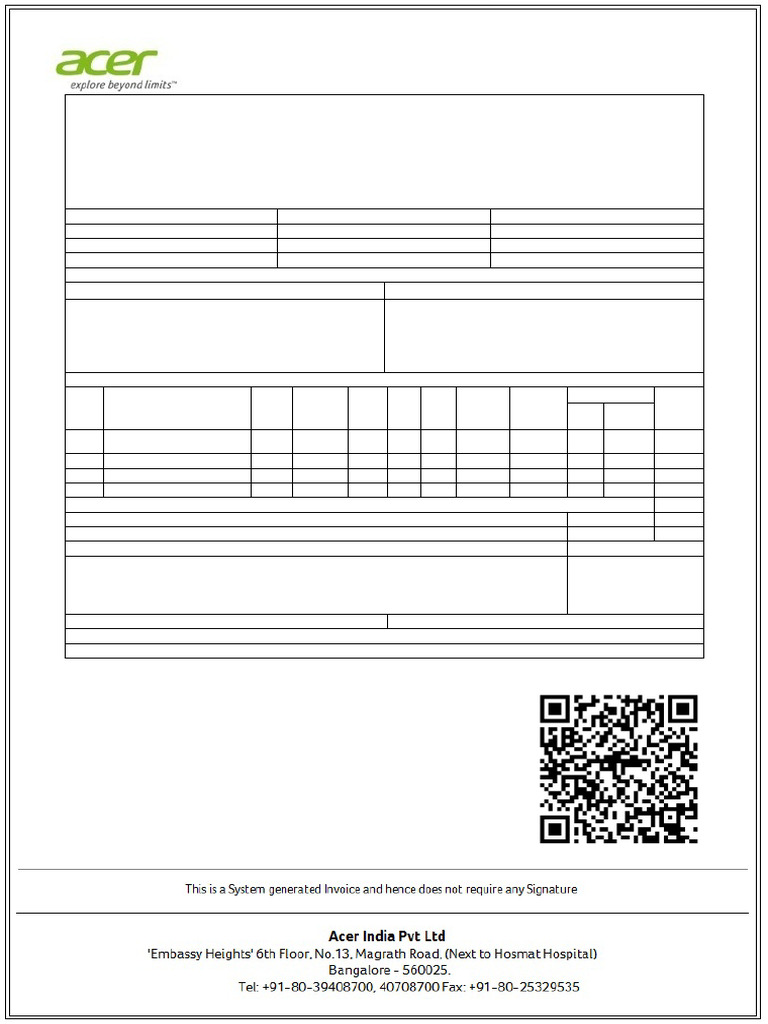 Acer India Invoice Details 2022 | PDF | Invoice | Taxes