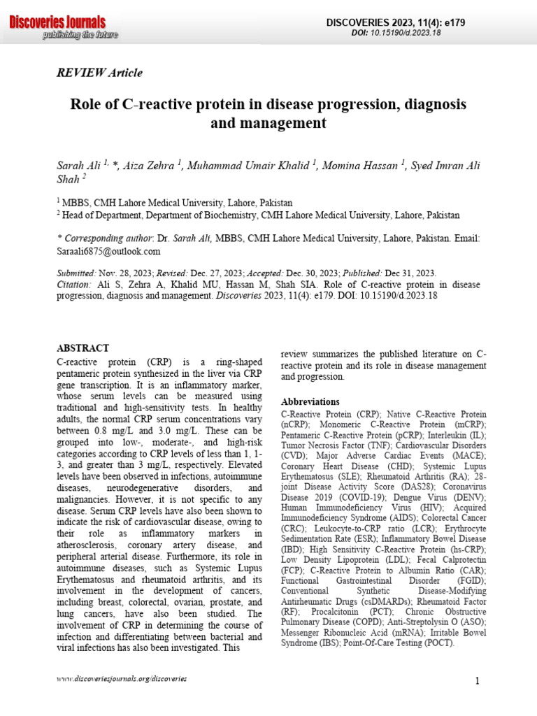 Crp | PDF | C Reactive Protein | Rheumatoid Arthritis