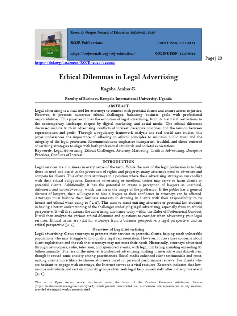 Ethical Dilemmas in Legal Advertising (WWW - Kiu.ac - Ug) | PDF ...