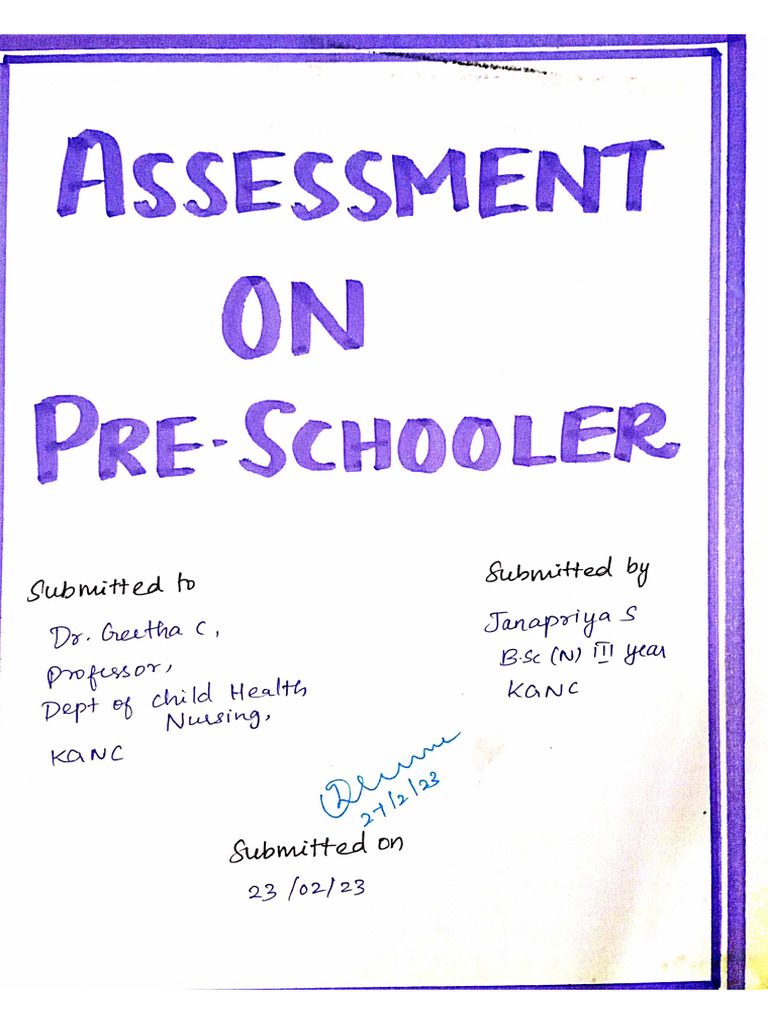 Assessment On Pre-Schooler | PDF
