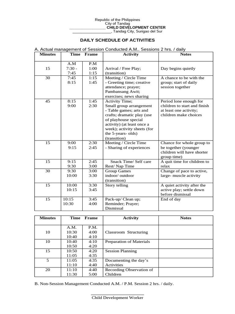 3. CDC CDW Daily Activities | PDF | Human Development | Childhood