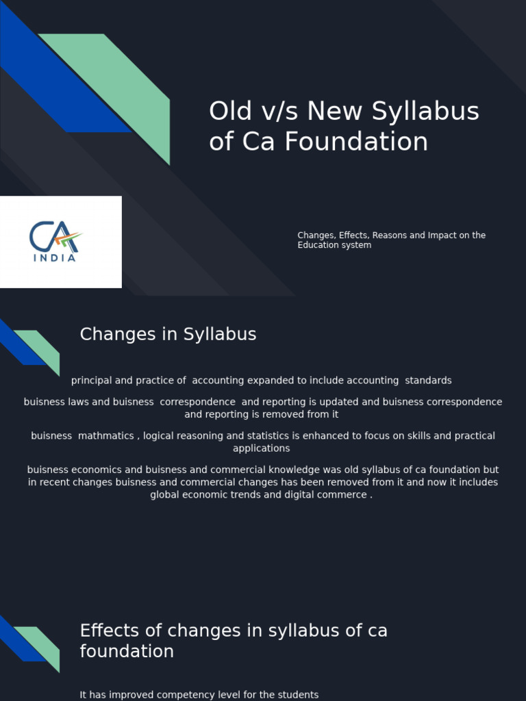 CA Foundation New Syllabus | PDF