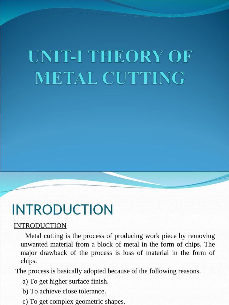 Theory of Metal Cutting | PDF | Machining | Metals