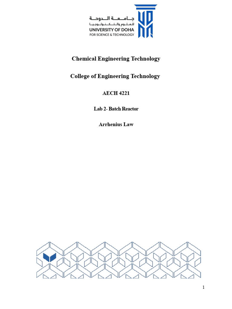 Reaction Engineering Lab 2 | PDF | Reaction Rate | Activation Energy
