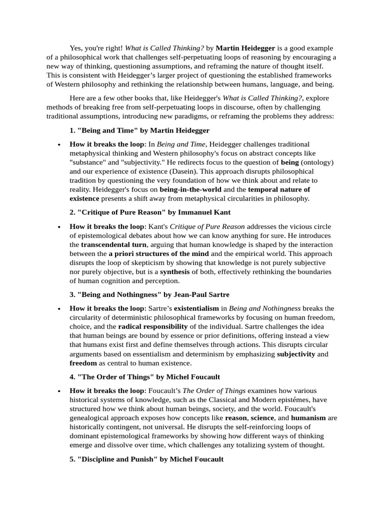 Breaking Self-Perpetuating Loops of Reasoning | PDF | Critique Of Pure ...