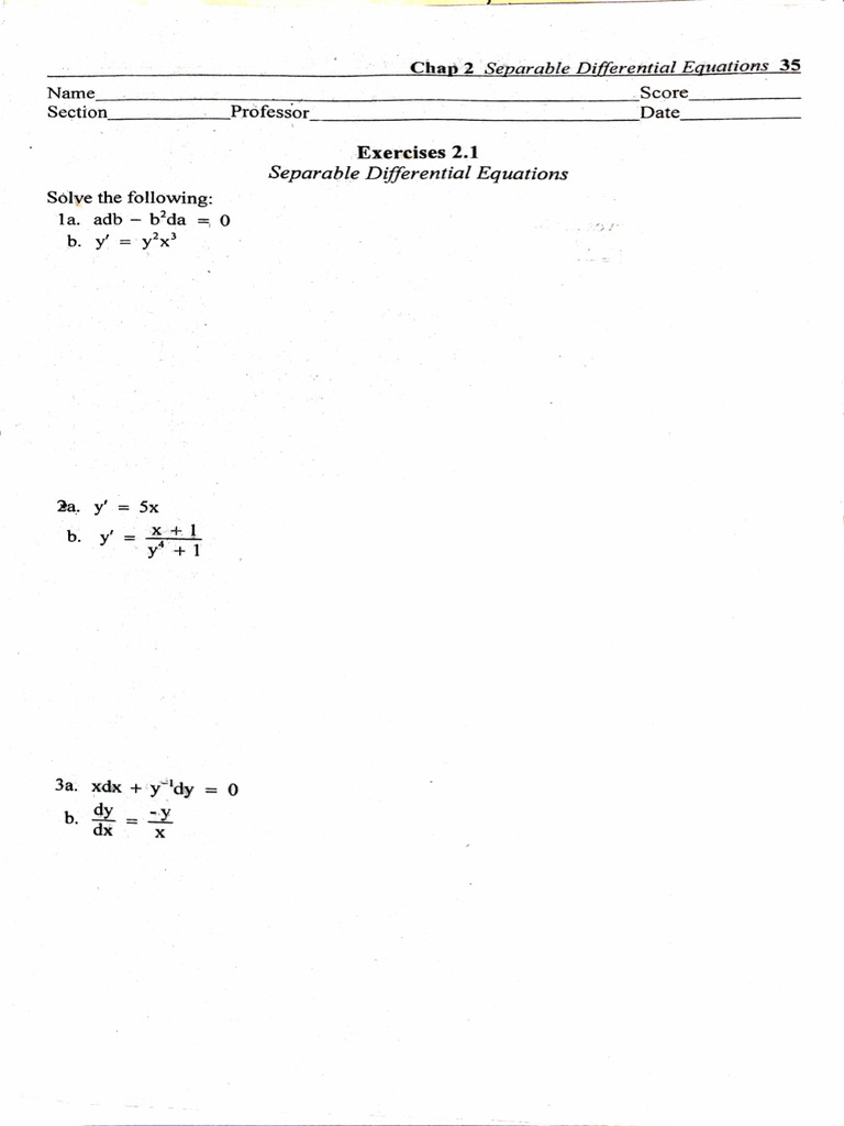 Assignment Separable Differential Equations Pdf