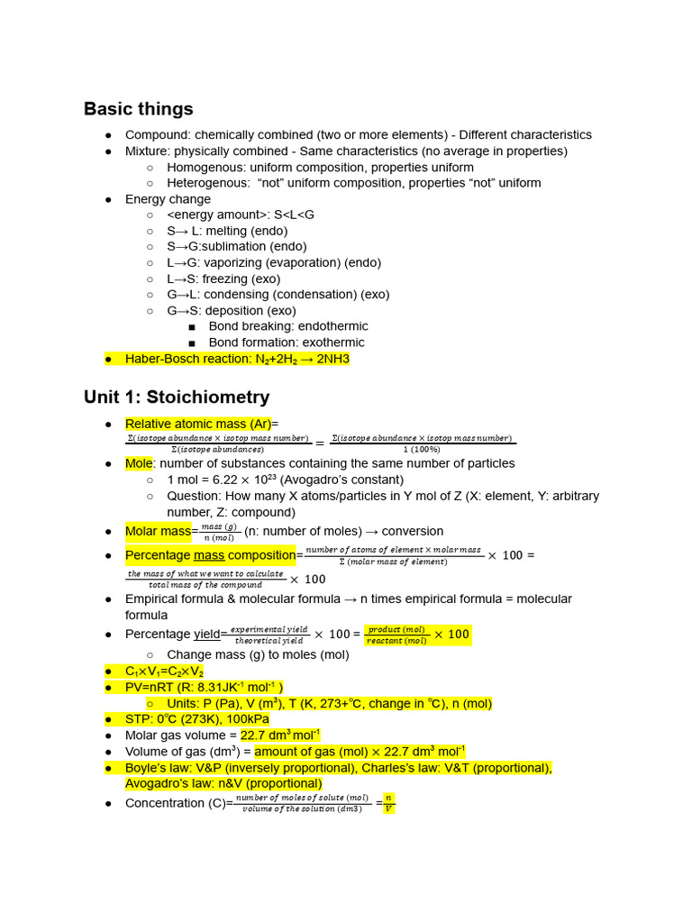 Chemistry Things To Memorise | PDF | Chemical Polarity | Reaction Rate
