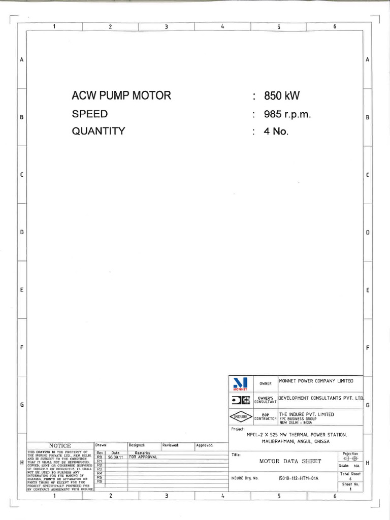 EL 019 MPCL - ACW Pump Motor (Rev. 00) (enclo | PDF