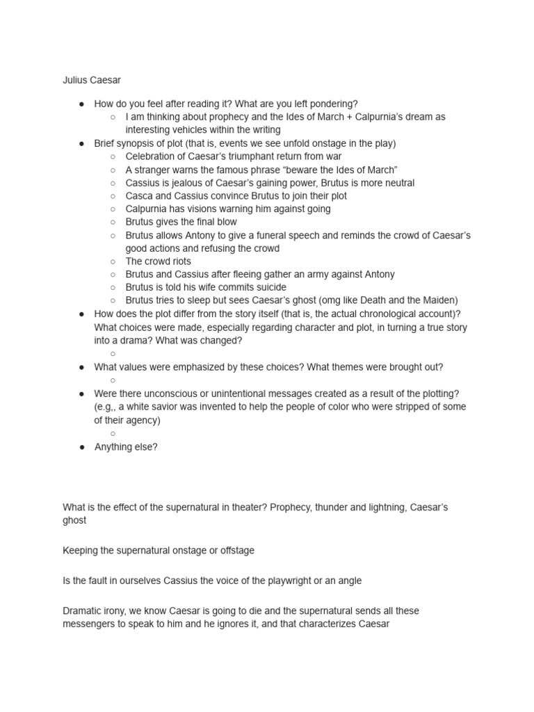 Analyzing Julius Caesar's Themes and Plot | PDF