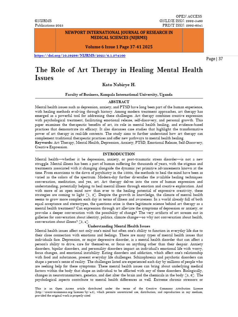 The Role of Art Therapy in Healing Mental Health Issues (WWW - Kiu.ac ...
