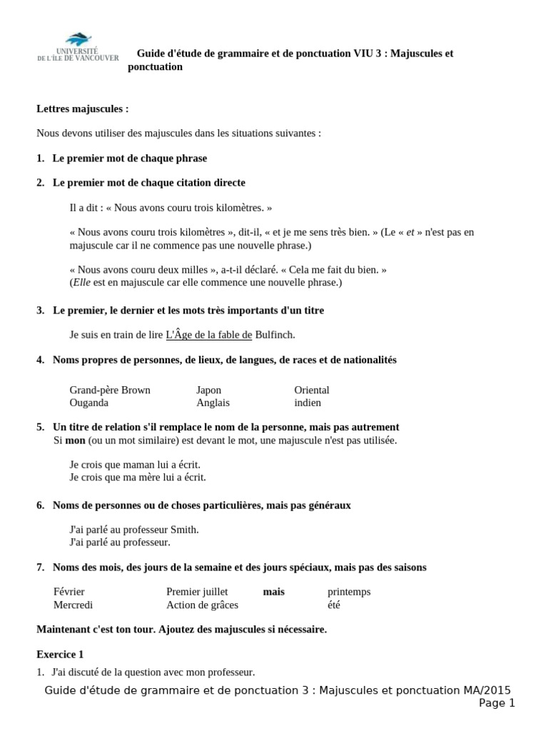 Majuscules et ponctuation : Guide VIU 3 | PDF | Guillemet | Phrase