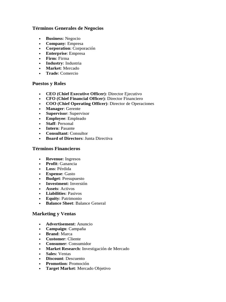 Glosario de Términos de Negocios | PDF | Cadena de suministro | Economias