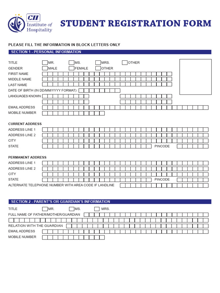 CII Student Registration Form | PDF | Vocational Education