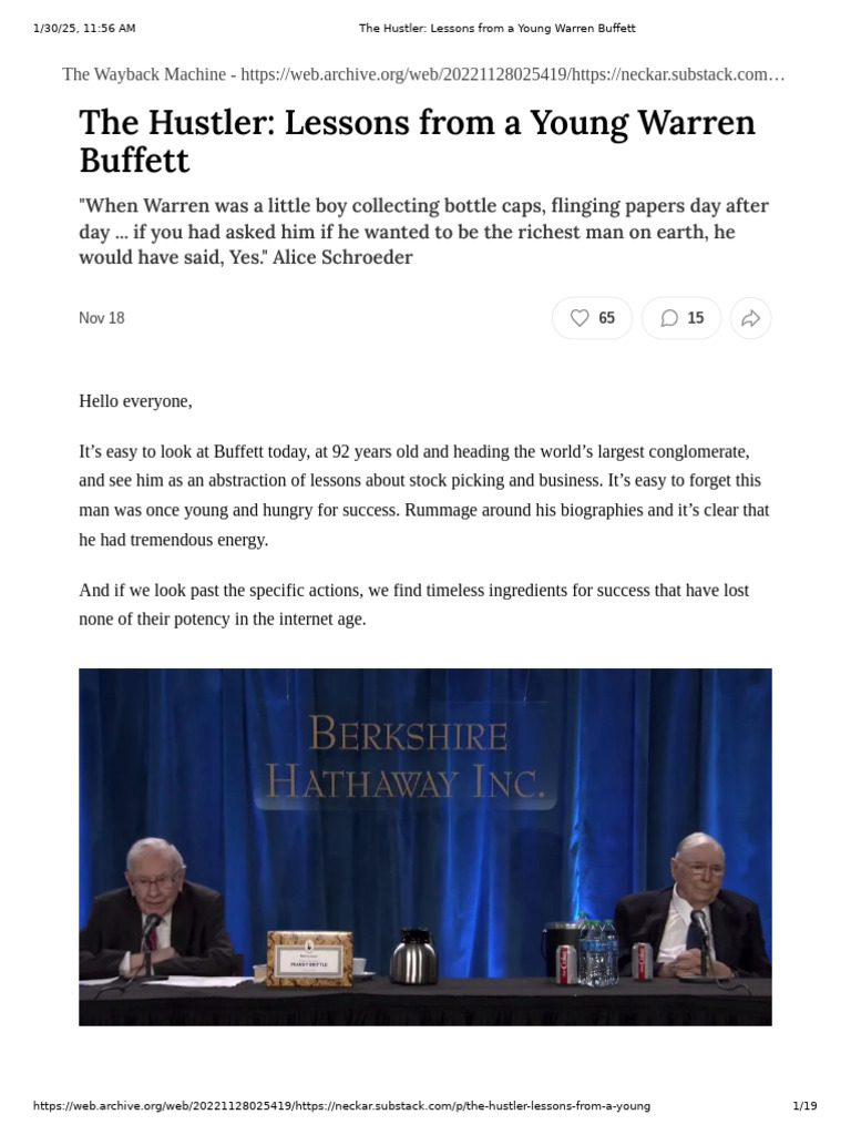 The Hustler - Lessons From A Young Warren Buffett | PDF | Cost Of ...