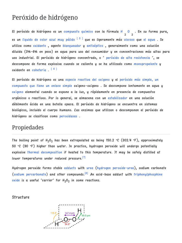 Hydrogen Peroxide - Wikipedia | PDF | Química | Sustancias químicas