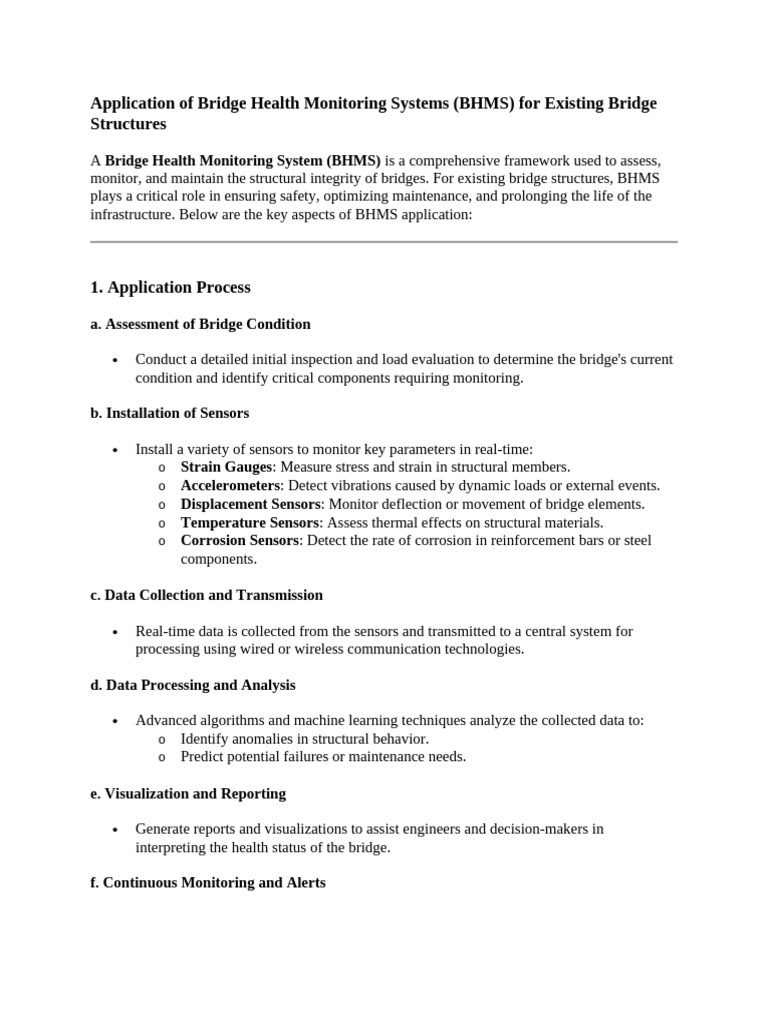 Application Of Bridge Health Monitoring Systems Pdf Bridge