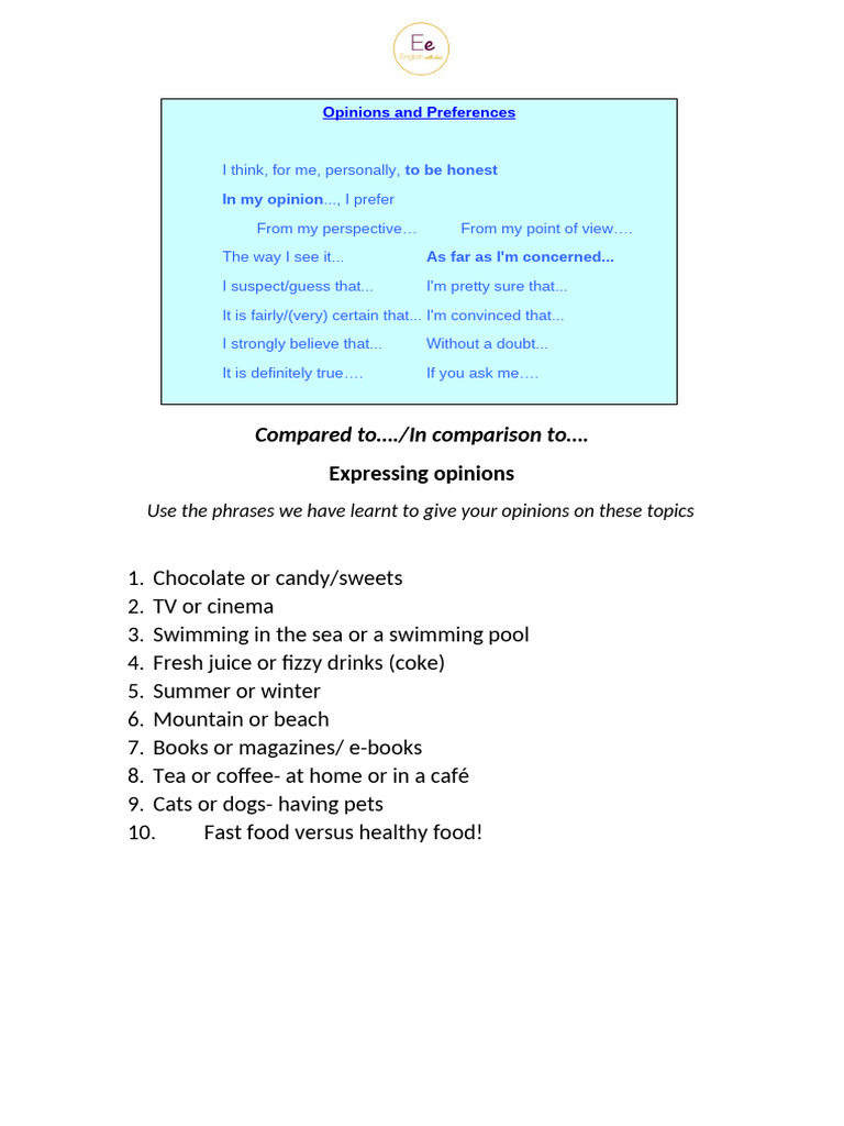 Expressing Opinions (1) | PDF