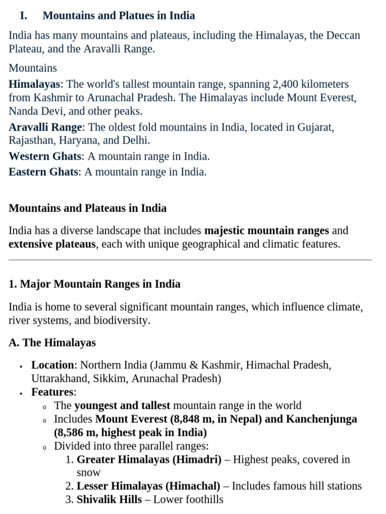 Mountains in India | PDF