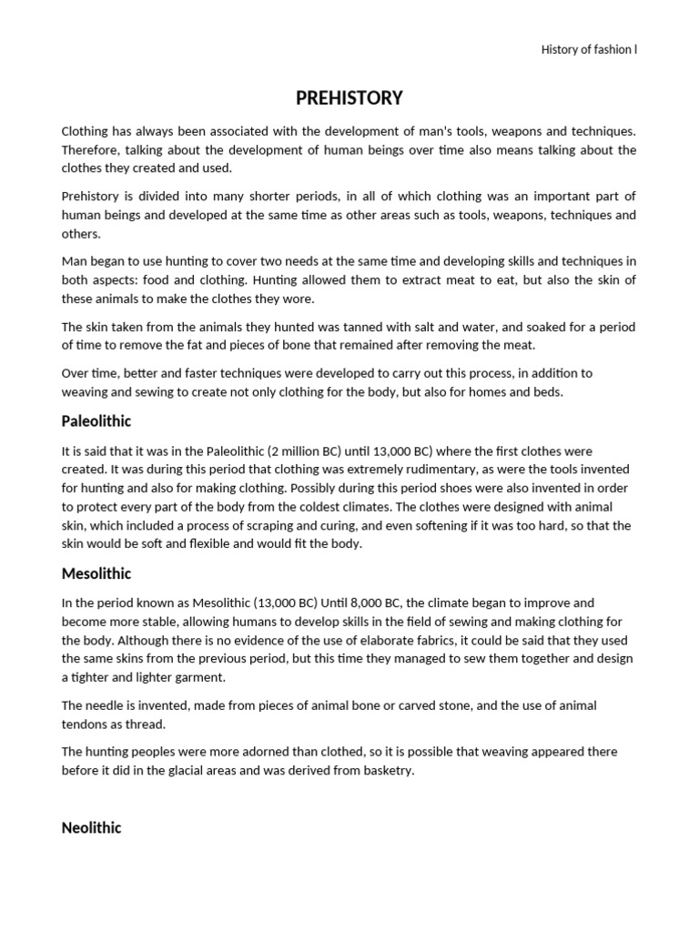 Prehistoric Clothing Evolution | PDF | Textiles | Clothing