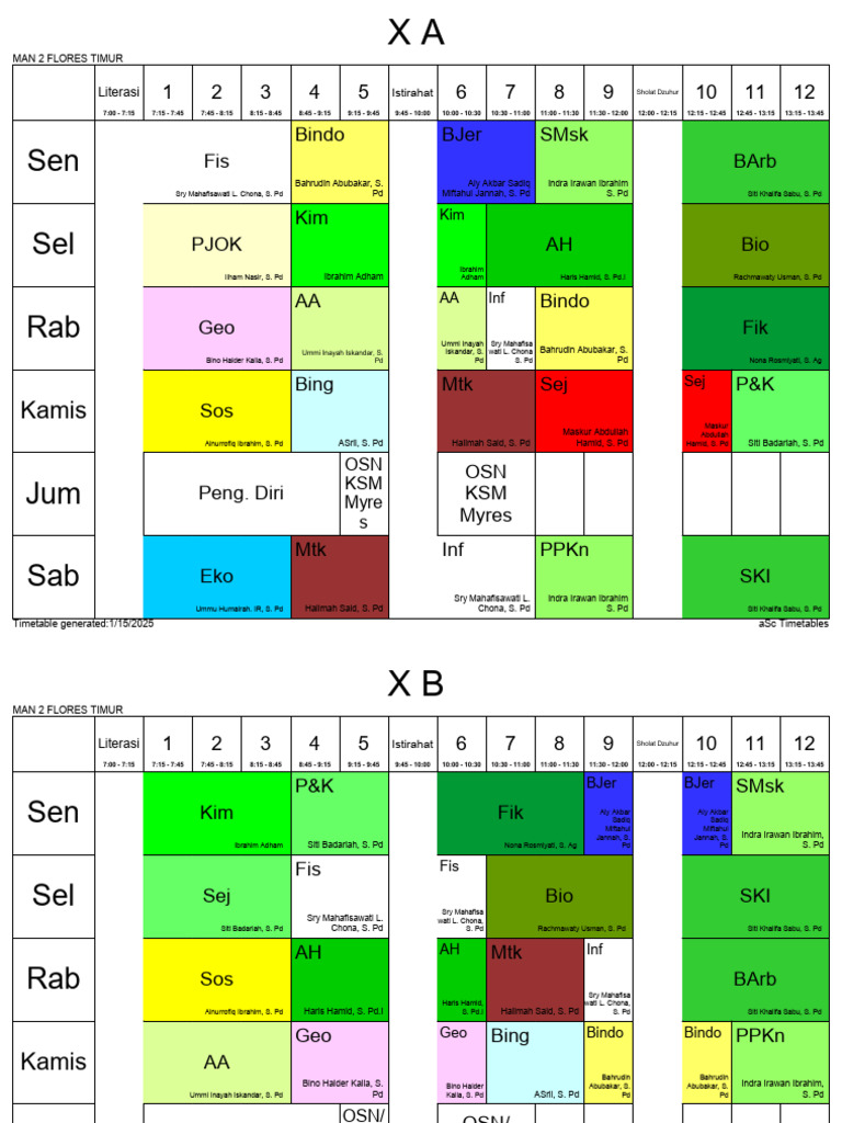 MAN 2 Flores Timur Timetable 2025 | PDF