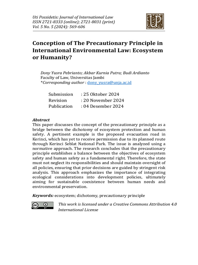 Conception of The Precautionary Principle in Inter | PDF ...