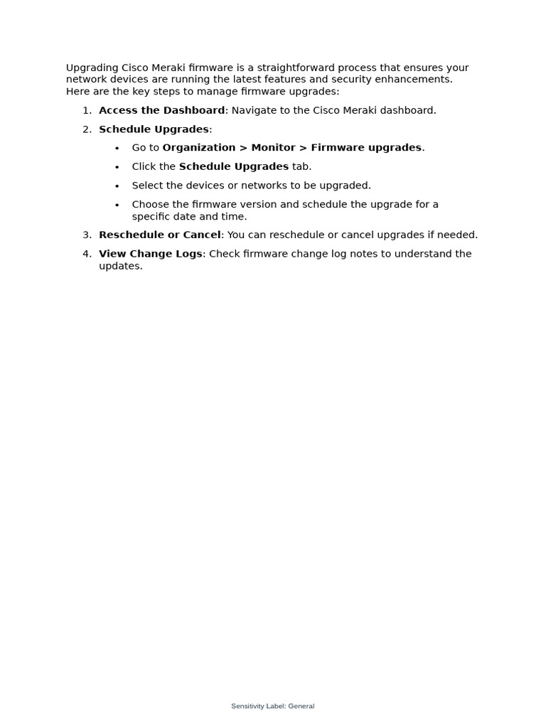 Cisco Meraki Upgrade | PDF