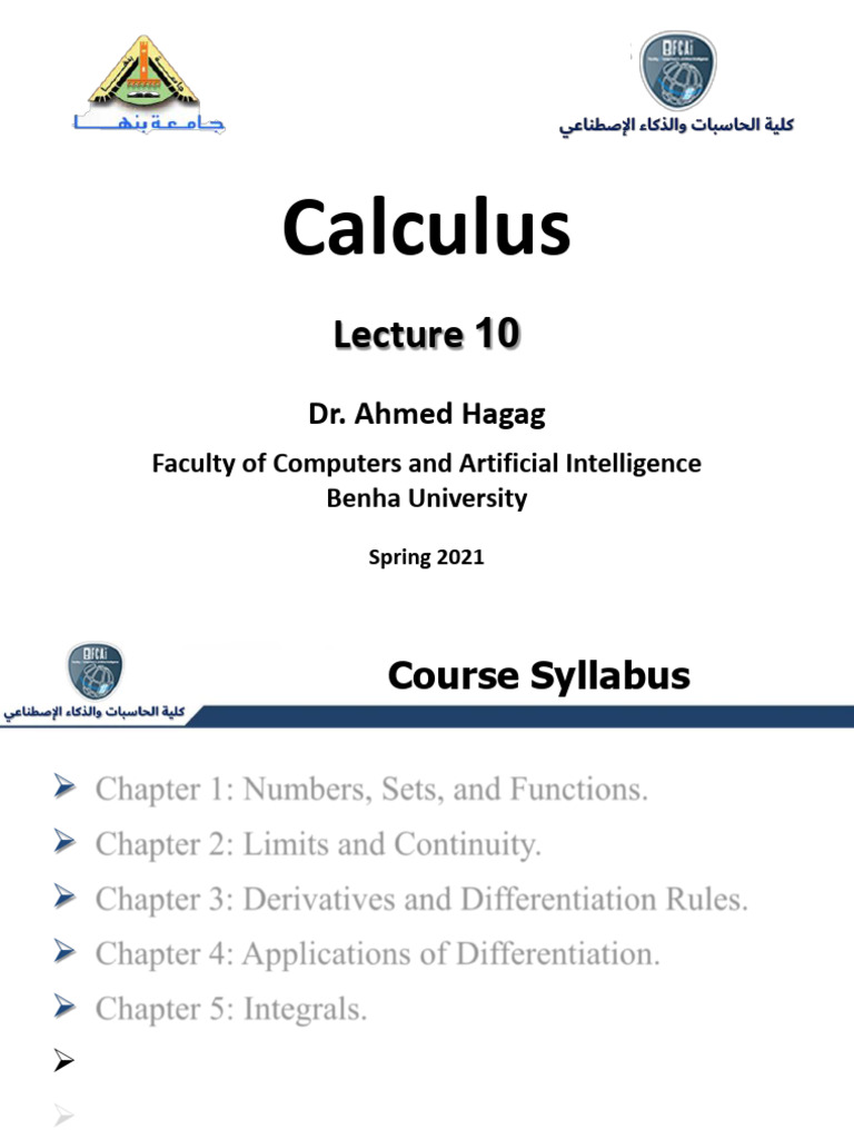 BU_FCAI_Calculus_lec10 | PDF | Integral | Derivative