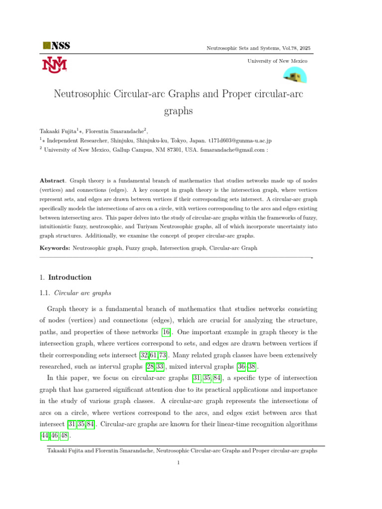 Neutrosophic Circular-Arc Graphs and Proper Circular-Arc Graphs | PDF | Vertex (Graph Theory ...