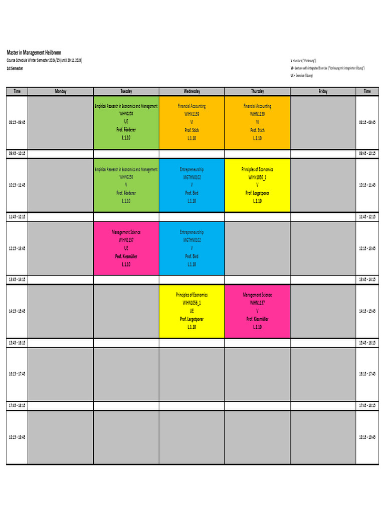 Course Schedule WS2425 - Master in Management - 1st Semester - TUM ...