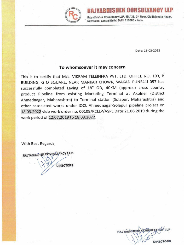 Complition Certifictae RCLLP | PDF