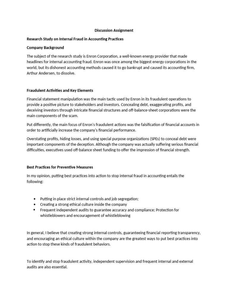 Discussion Assignment - Unit 4 | PDF | Internal Control | Accounting