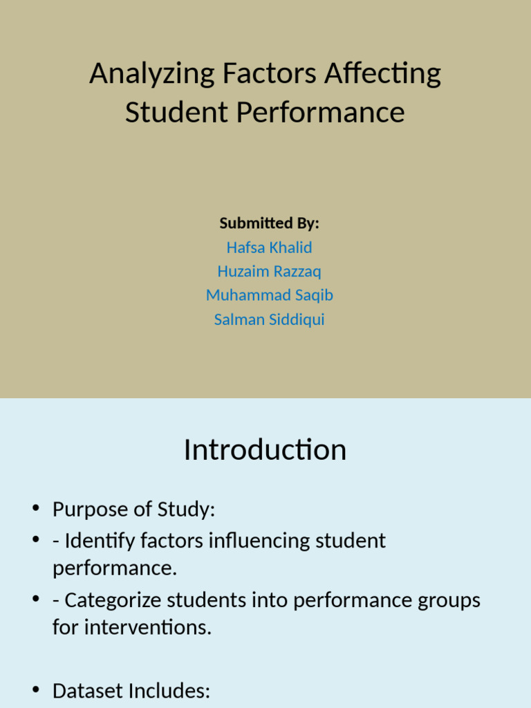 Analyzing Factors Affecting Student Performance | PDF