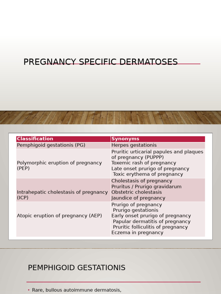 Pregnancy Specific Dermatoses | PDF | Diseases And Disorders | Medical ...