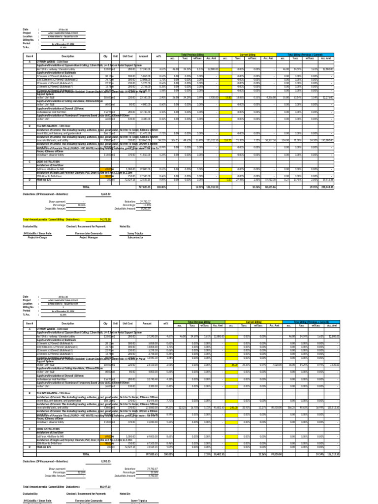 Standard Progress Billing Form - Tripulca | PDF