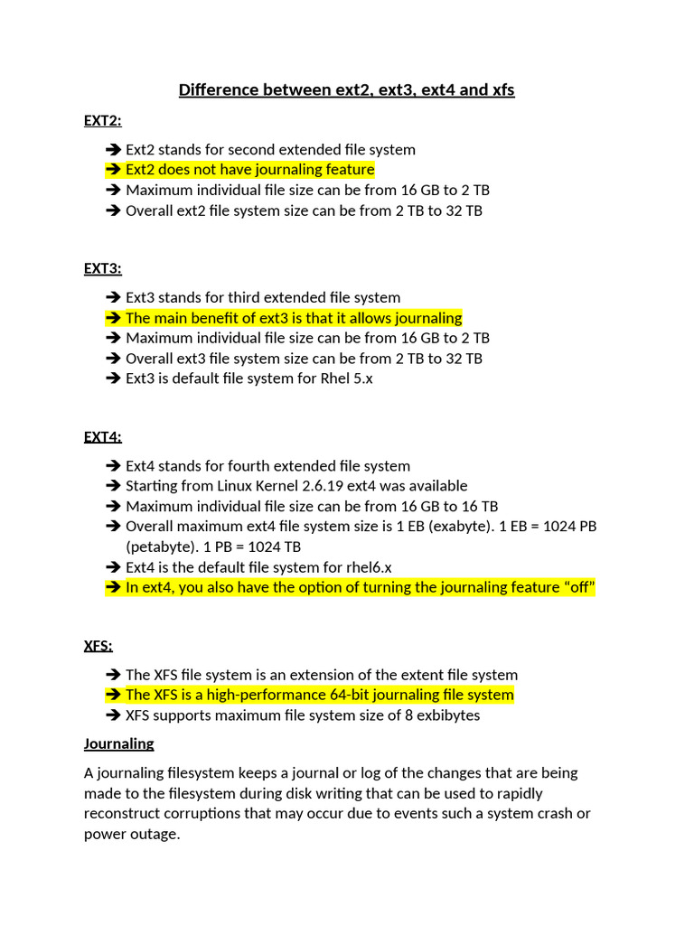 Difference Between File System Types_PB | PDF