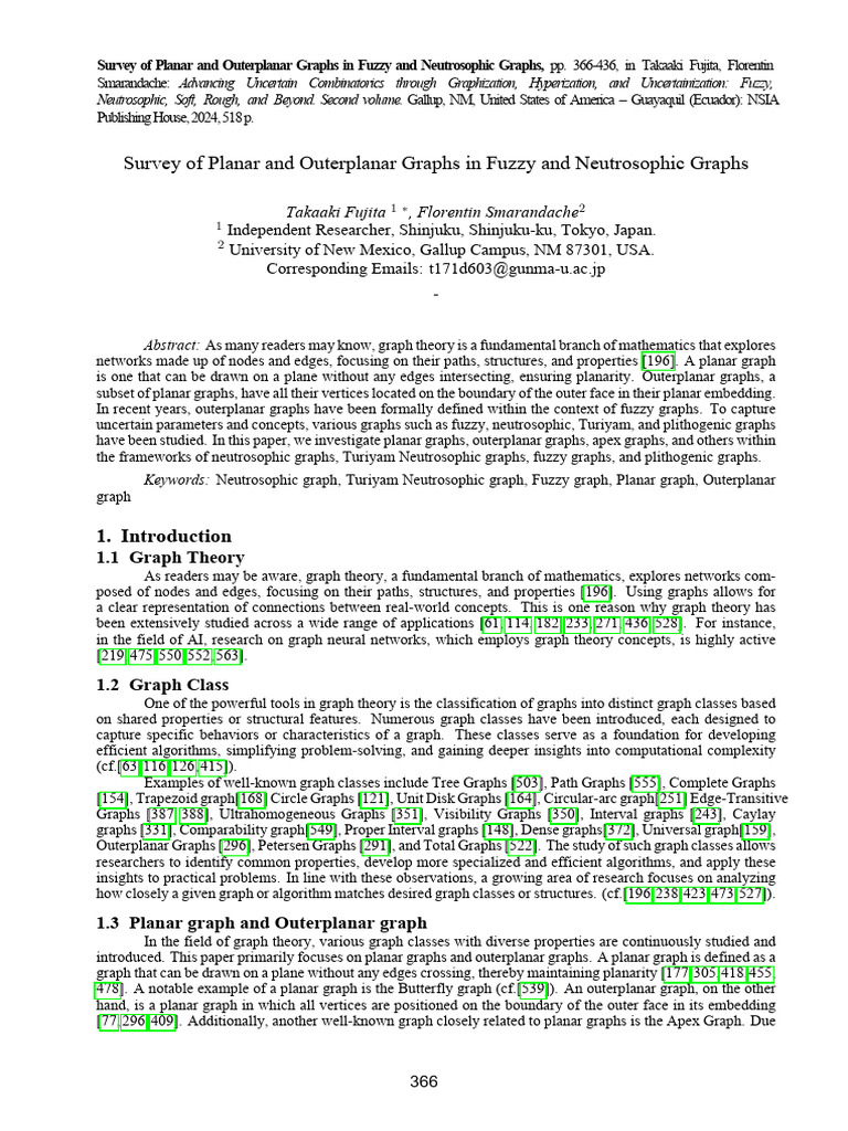 Survey of Planar and Outerplanar Graphs in Fuzzy and Neutrosophic ...