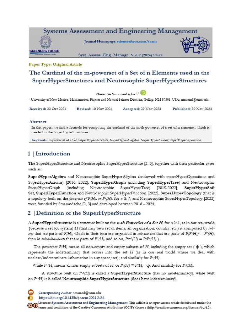 The Cardinal of The M-Powerset of A Set of N Elements Used in The SuperHyperStructures and ...